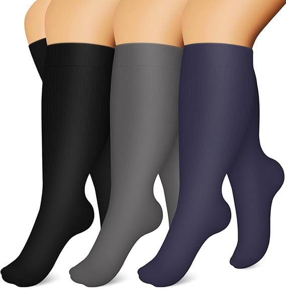 3 Pairs Plus Size Compression Socks for Women Men 20-30 mmHg 2xl 3xl ...