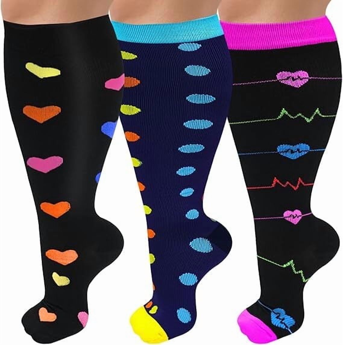 3 Pairs Plus Size Compression Socks for Women Men 20-30 mmHg 2xl 3xl ...