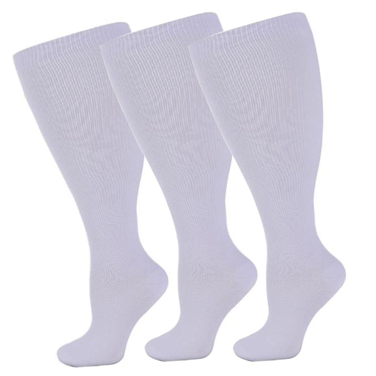 3 Pairs Plus Size Compression Socks for Women Men Wide Calf Extra Large ...
