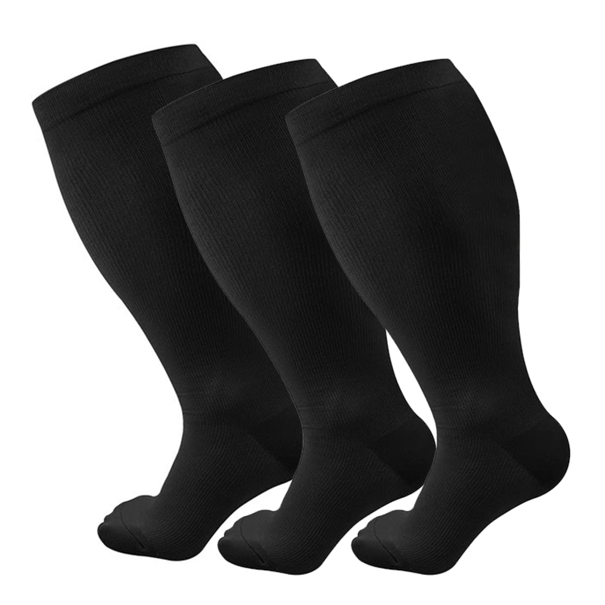 3 Pairs Plus Size Compression Socks for Women Men Wide Calf Extra Large ...