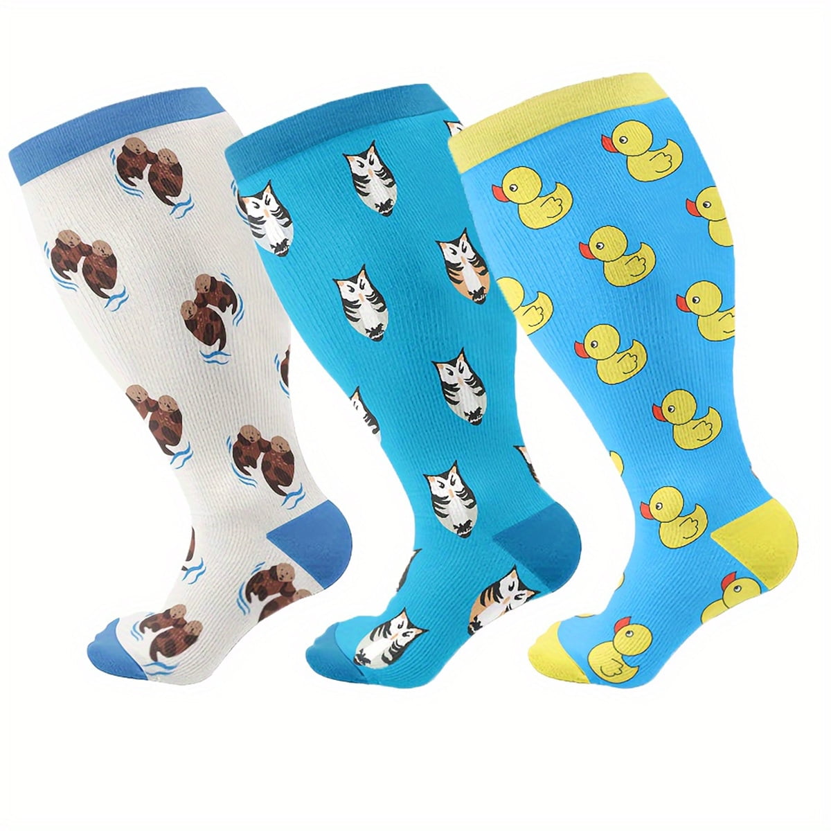 3 Pairs Plus Size Medical Sport Compression Socks - 15-20mmhg Graduated ...