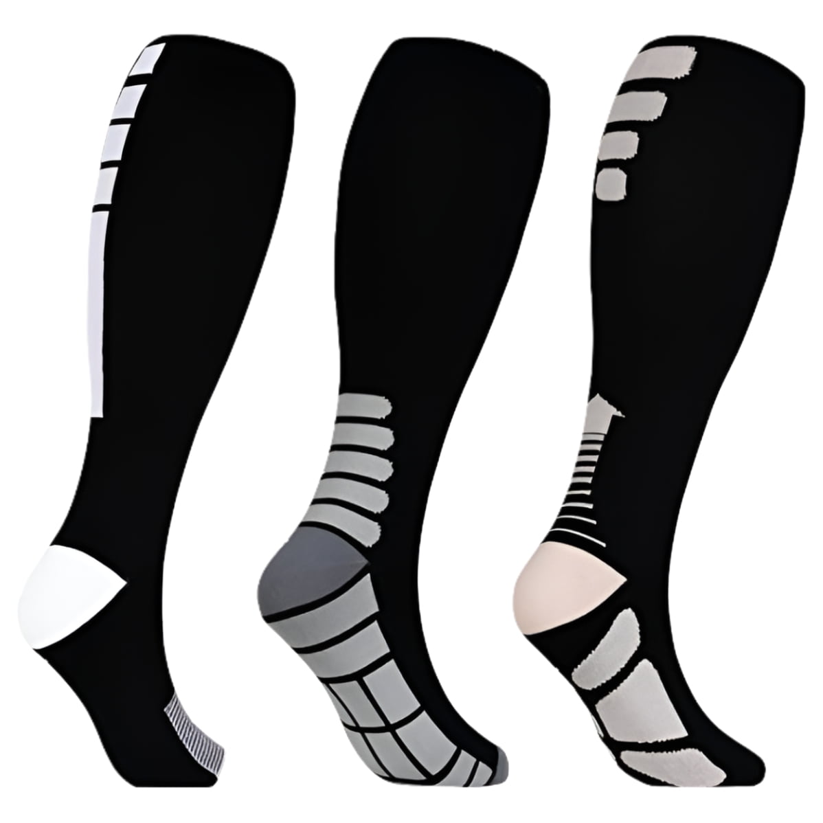 3 Pairs Plus size compression socks wide calf women men knee high 20-30 ...