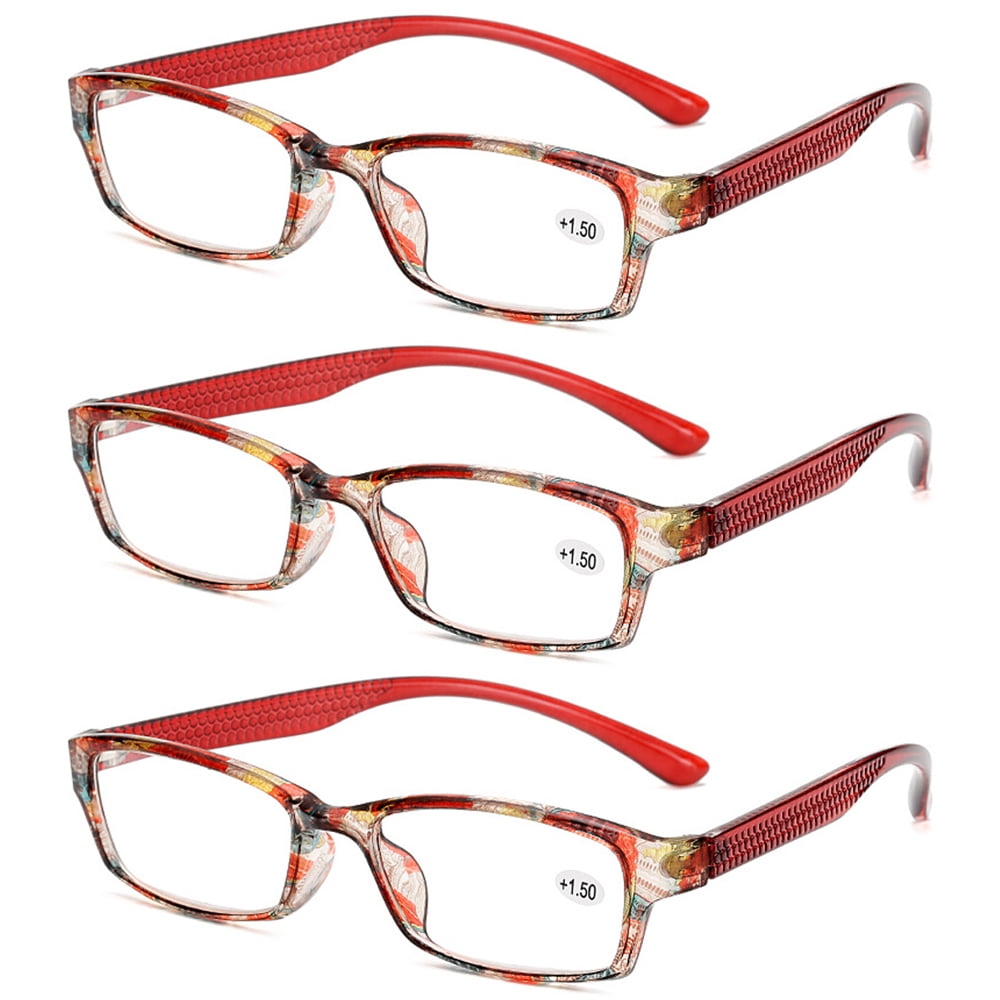 3 Pairs Reading Glasses Rectangular Womens Fashion Floral Readers 1.0 ...