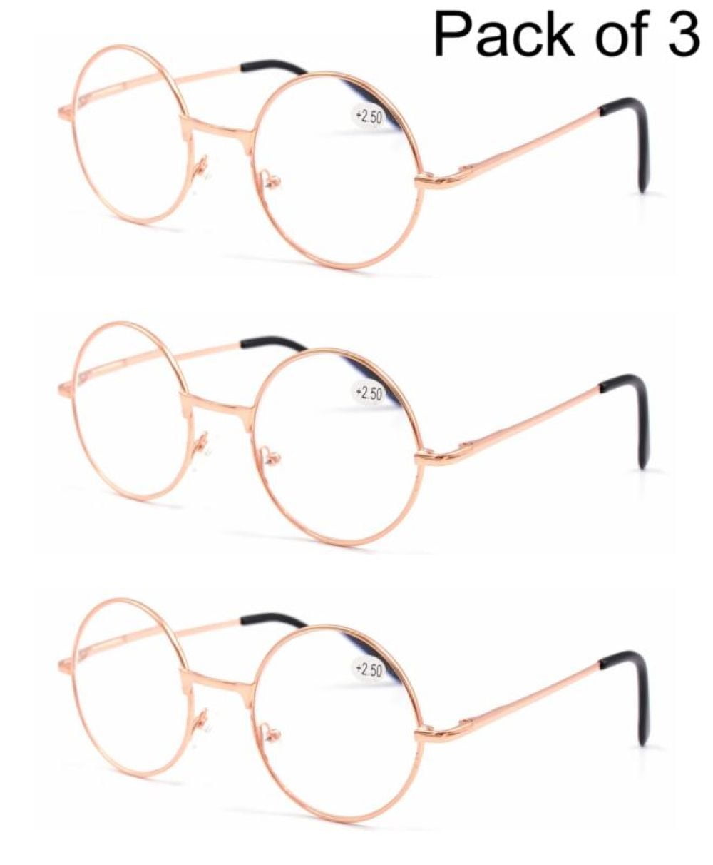 3 Pairs Reading Glasses Round Metal Vintage Retro Readers for Mens ...