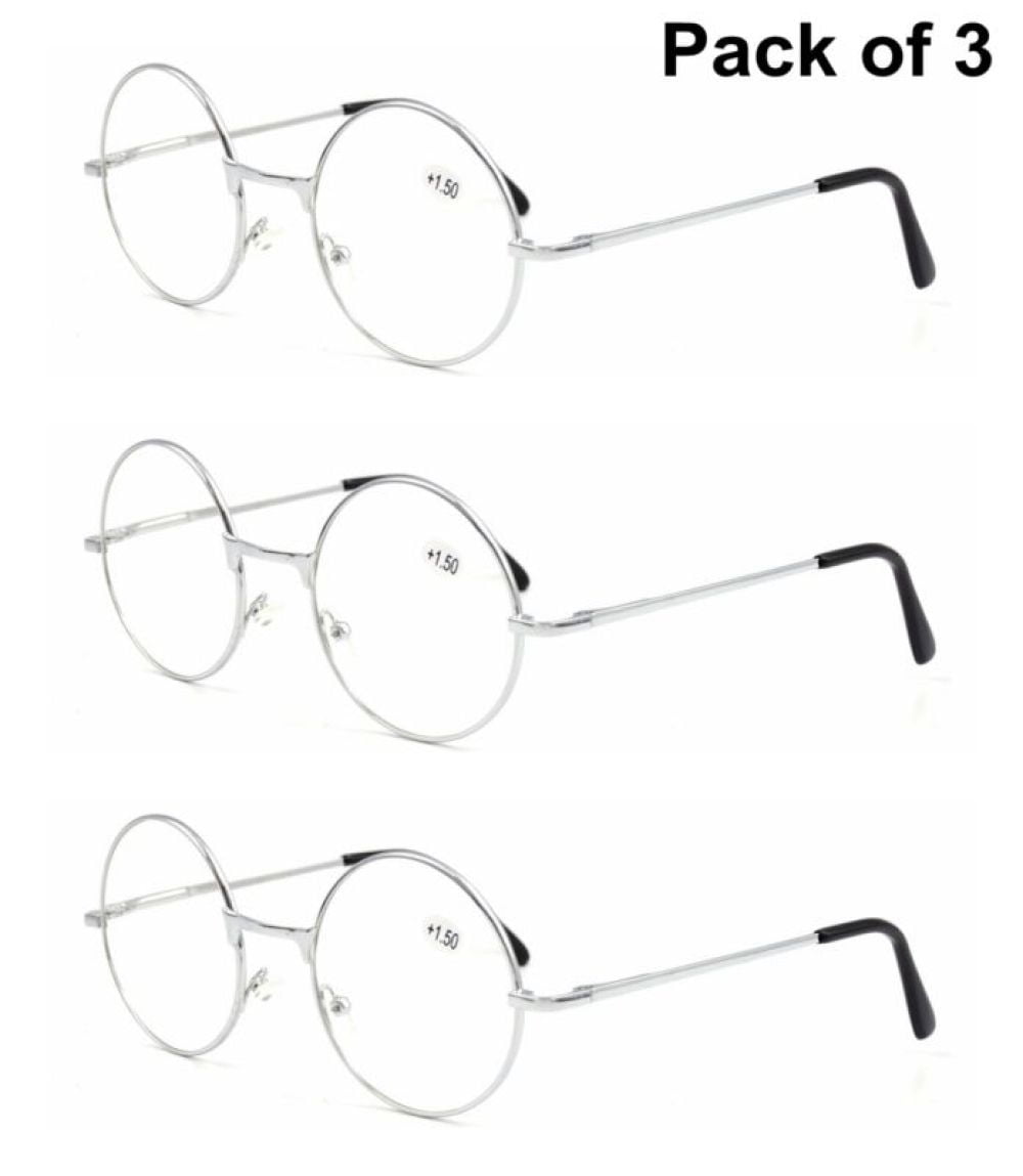 3 Pairs Reading Glasses Round Metal Vintage Retro Readers for Mens ...