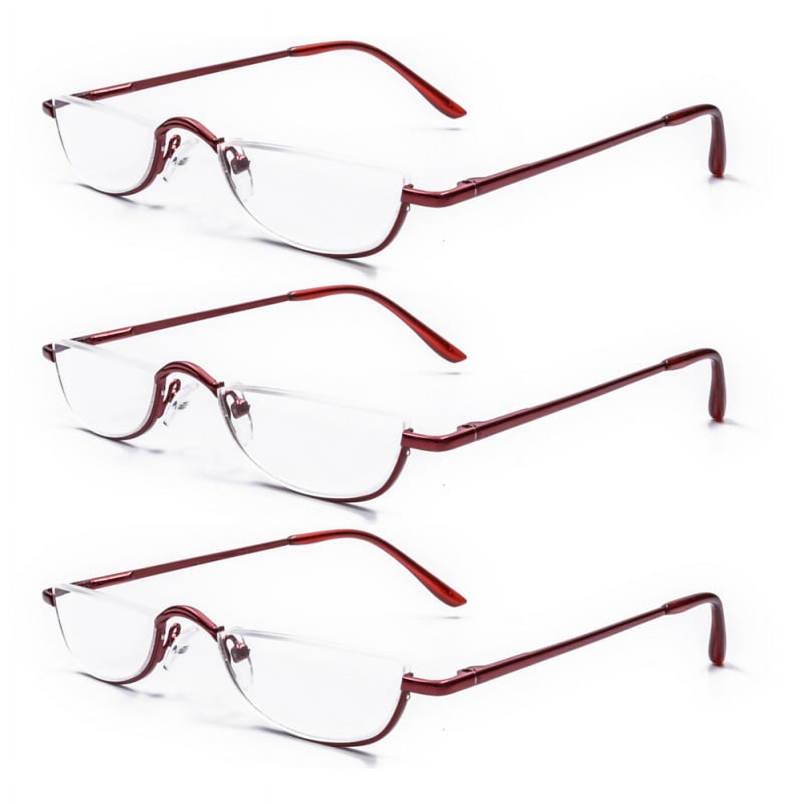 Walmart 3 Pairs Semi-Rimless Half Moon Reading Glasses with Spring ...