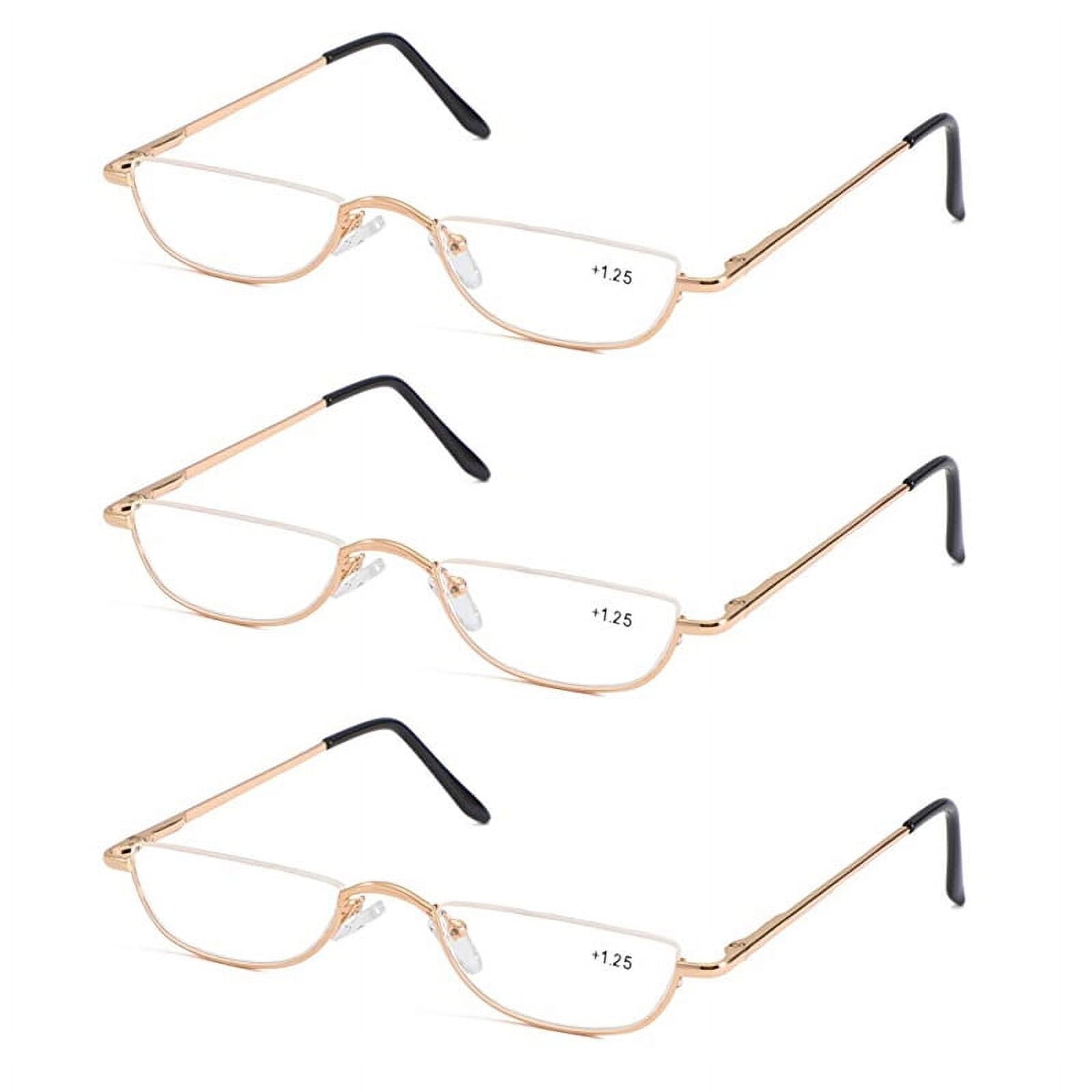 3 Pairs Reading Glasses Spring Hinges Half Moon Semi Rimless Readers ...