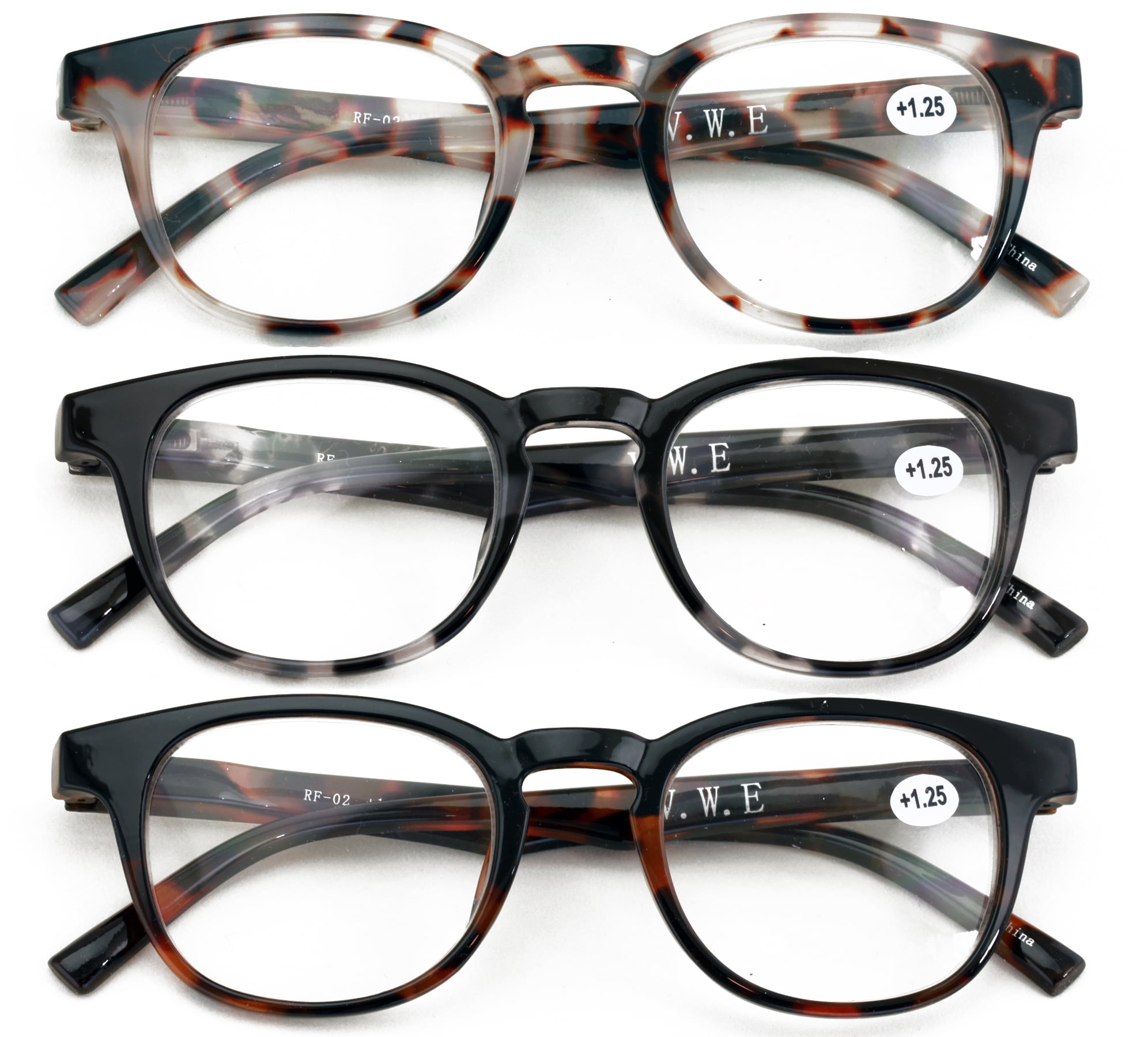 3 Pairs Round Keyhole Reading Glasses for Men & Women – Spring Hinge ...
