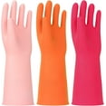 3 Pairs Rubber Cleaning Gloves Latex Free Dishwashing - 13" Reusable ...