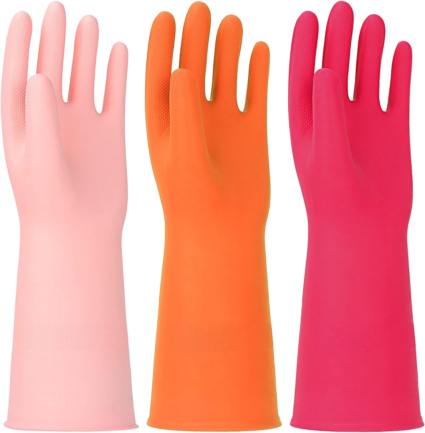 3 Pairs Rubber Cleaning Gloves Latex Free Dishwashing Gloves - 13 ...