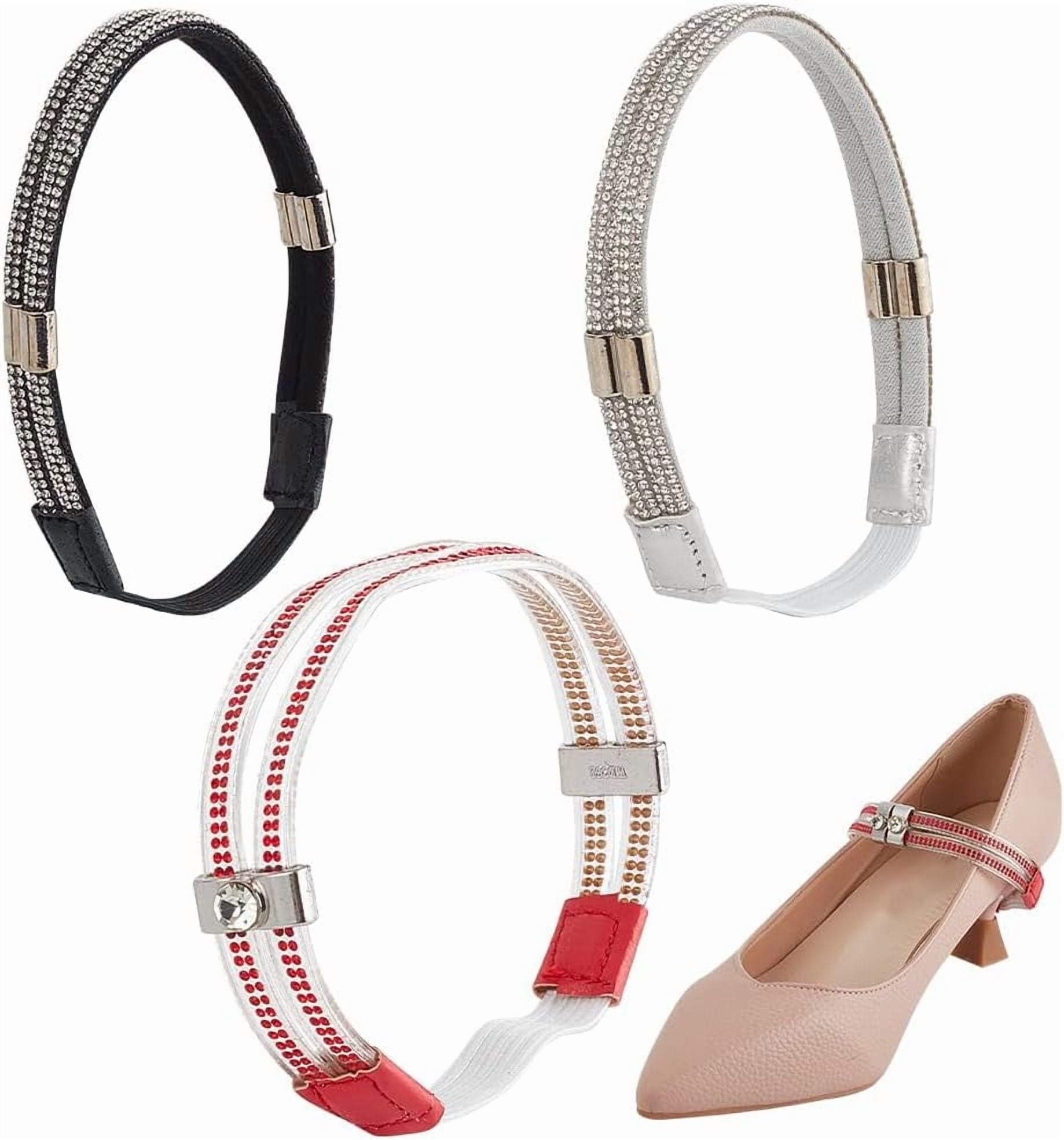 3 Pairs Shoe Straps 3 Colors Detachable Elastic for Heels Fixed ...