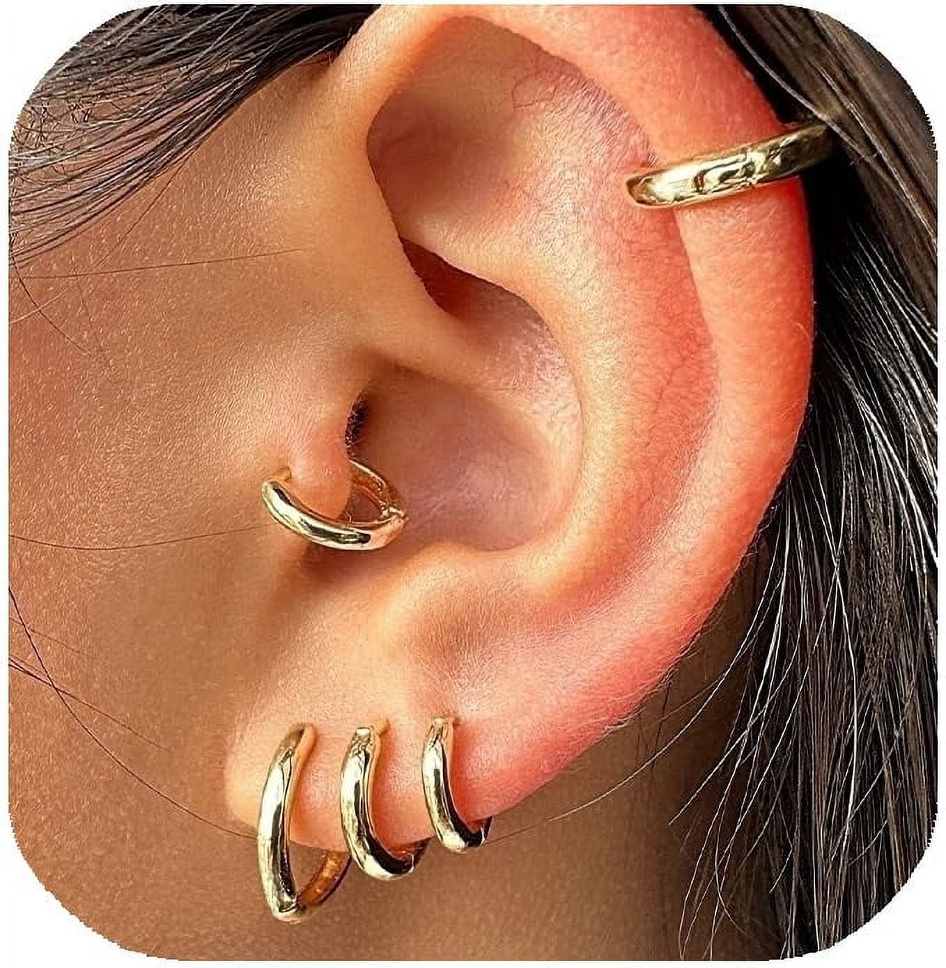 3 Pairs Silver Plated Women Small Hoop Earrings, Sets for Multiple ...