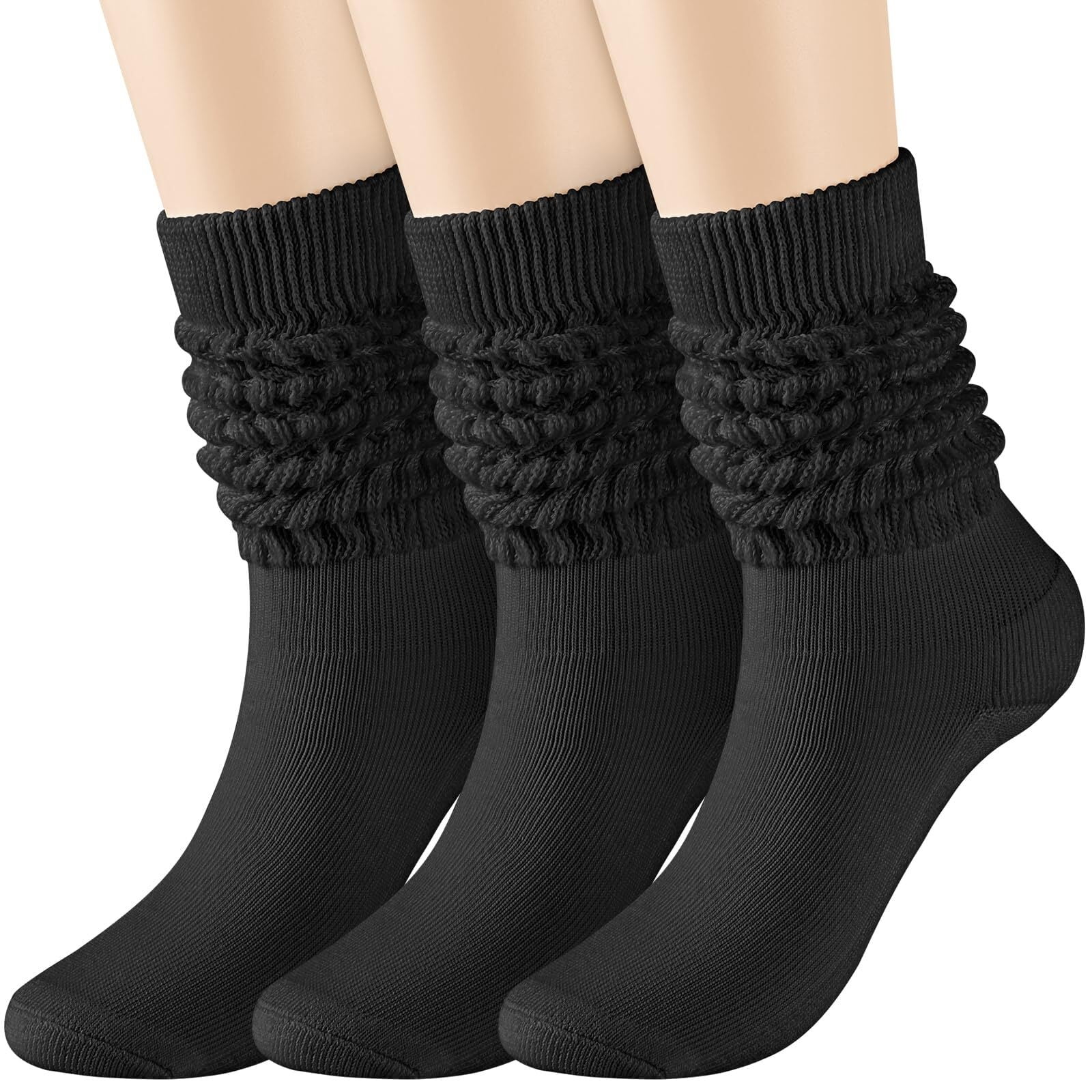 3 Pairs Slouch Socks Women, Scrunchy Socks for Women Knee High Scrunch ...