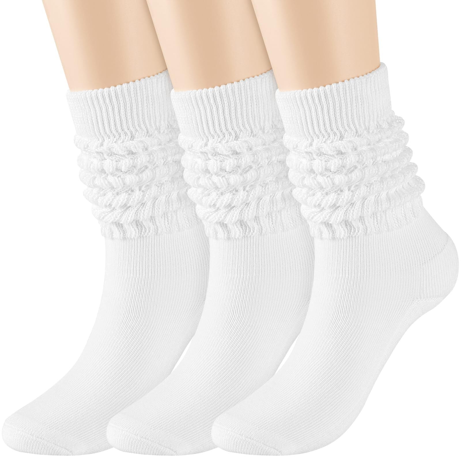 3 Pairs Slouch Socks Women, Scrunchy Socks for Women Knee High Scrunch ...