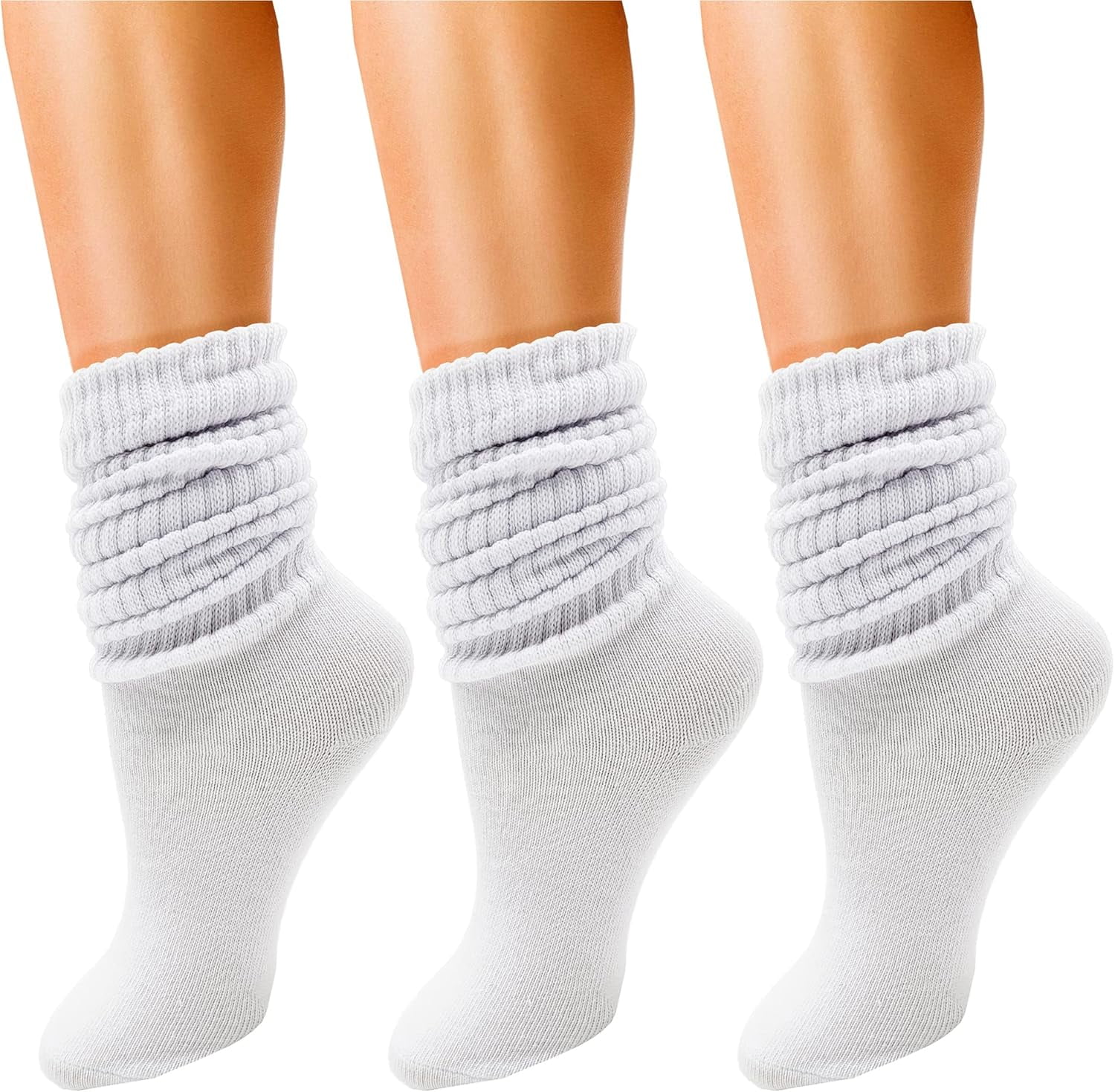 3 Pairs Slouch Socks for Women, Soft Extra Long Scrunch Knee High Sock ...