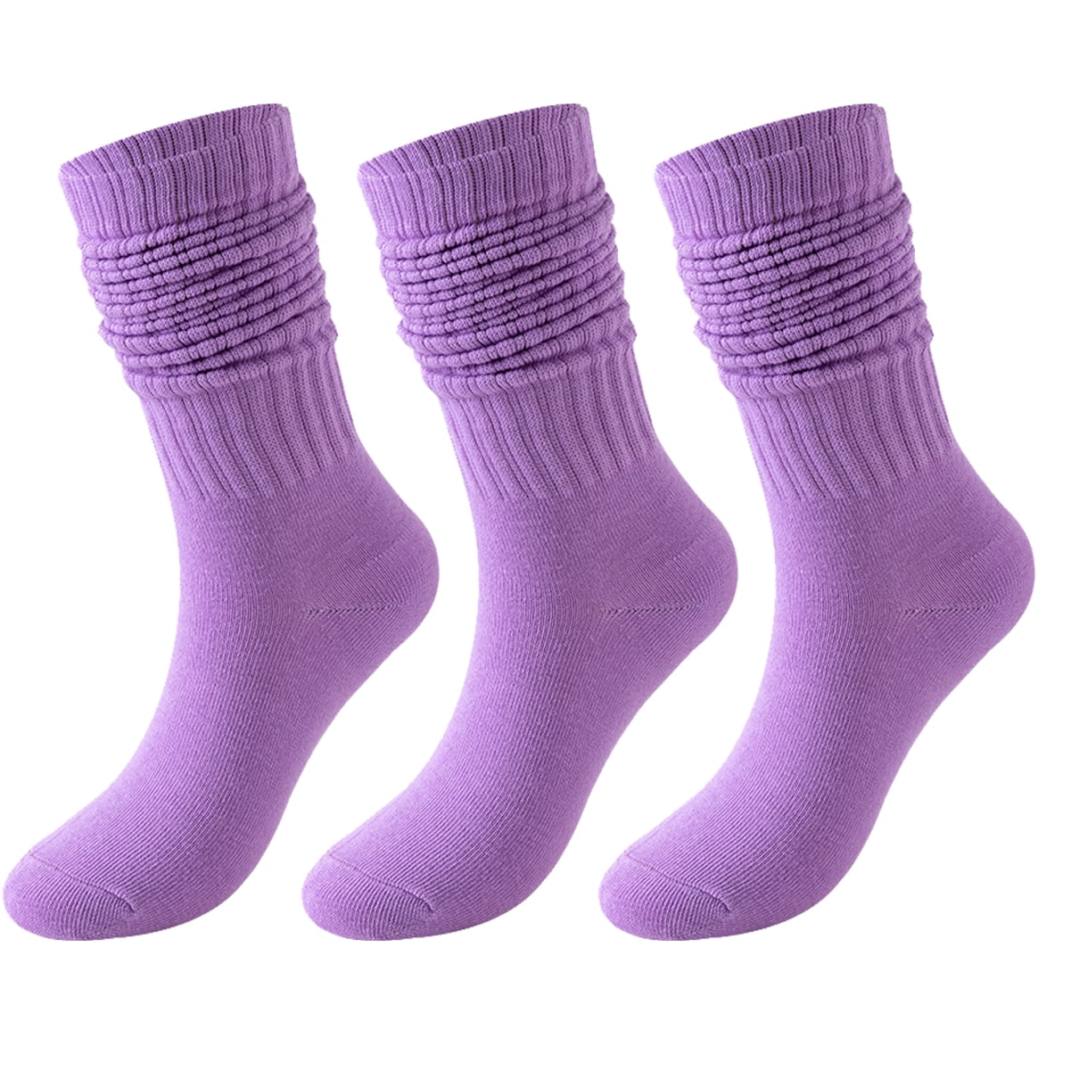 3 Pairs Slouch Socks for Women, Soft Extra Long Scrunch Knee High Socks ...