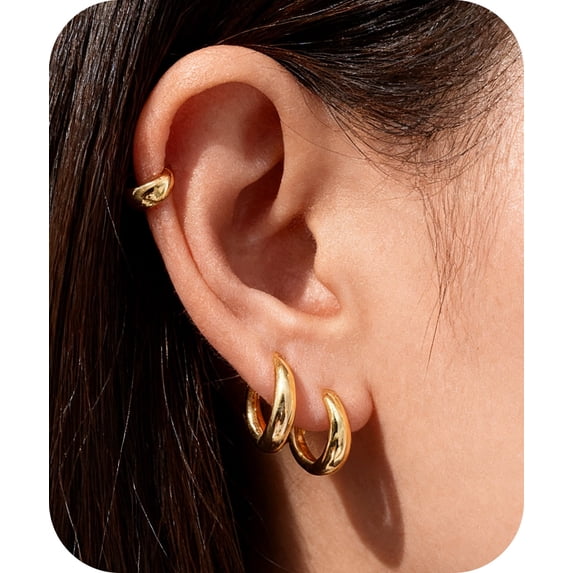 3 Pairs Small Sterling Silver Huggie Hoop Earrings Set for Women ...