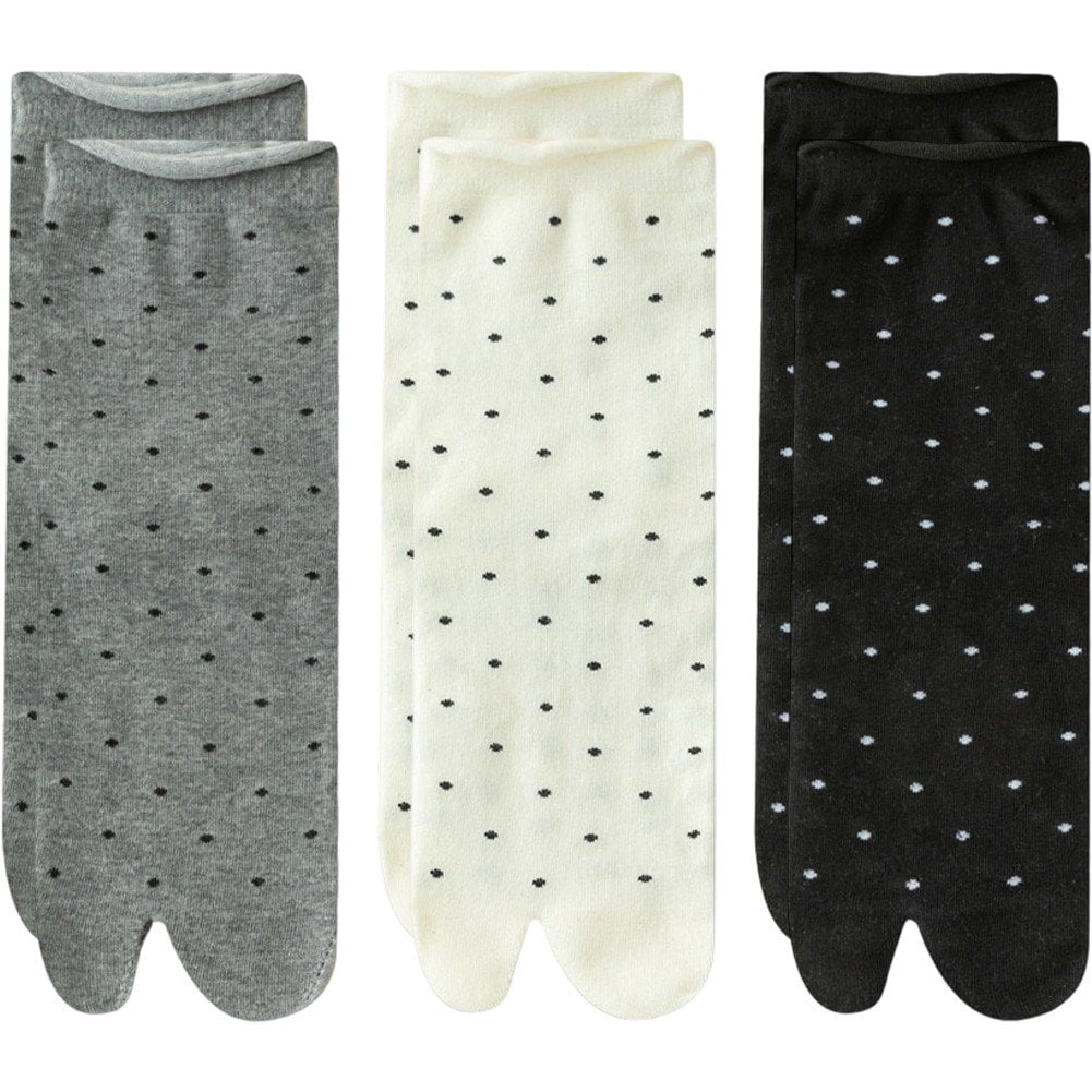 3 Pairs Soft Tabi Toe Socks, Japanese Style Polka Dot Two-Toed Socks ...