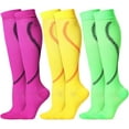 3 Pairs Softball Socks Girls Knee High Youth Sport Socks with Stitches ...