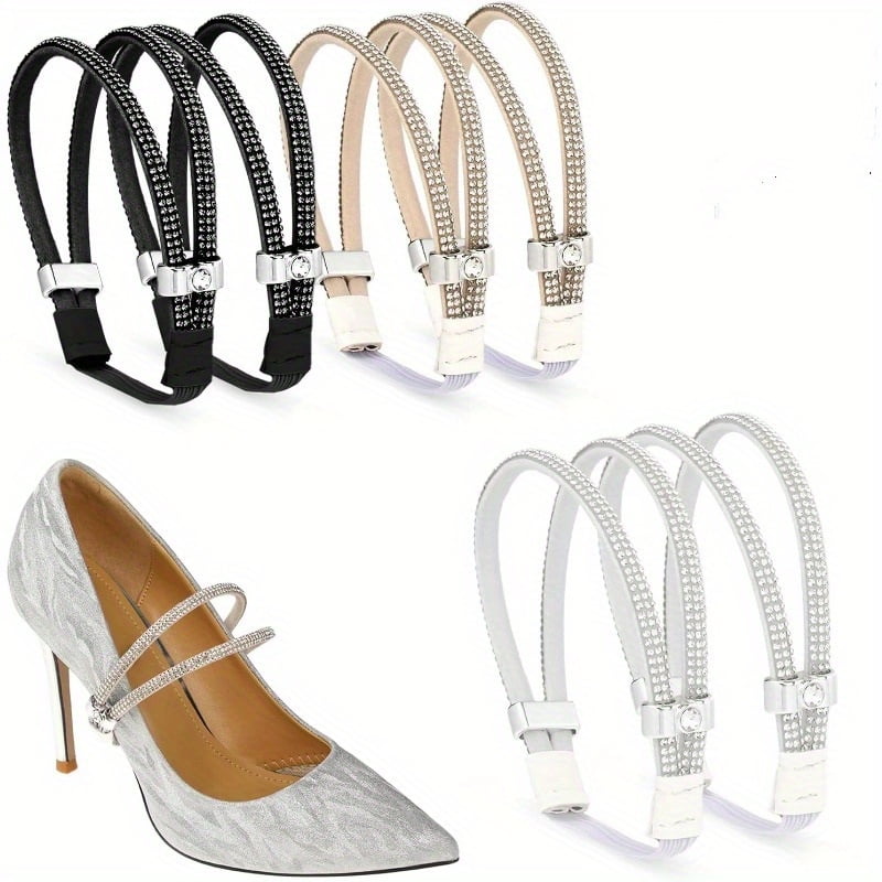 3 Pairs Sparkling Elastic Shoelaces for High Heels - Adjustable ...