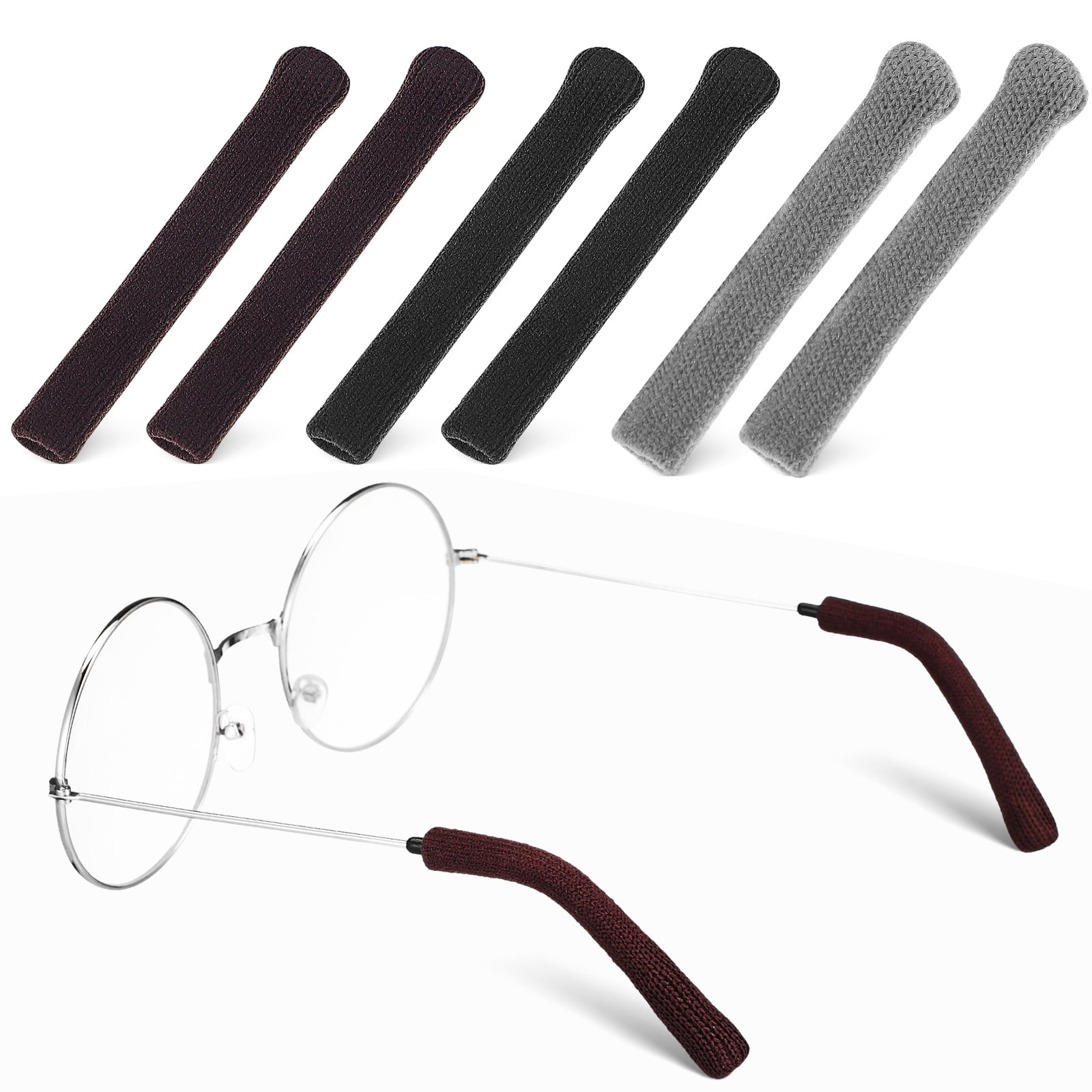 3 Pairs Spectacle Temples Sleeves For Glasses Arms Eye Ear Grippers Eyeglasses Knitted Style