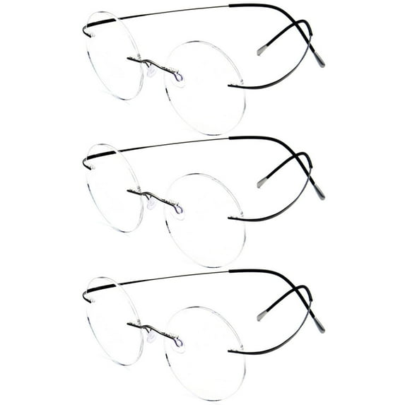 3 Pairs of Steve Jobs 48mm Retro Rimless Blue Light Blocking Oversized ...