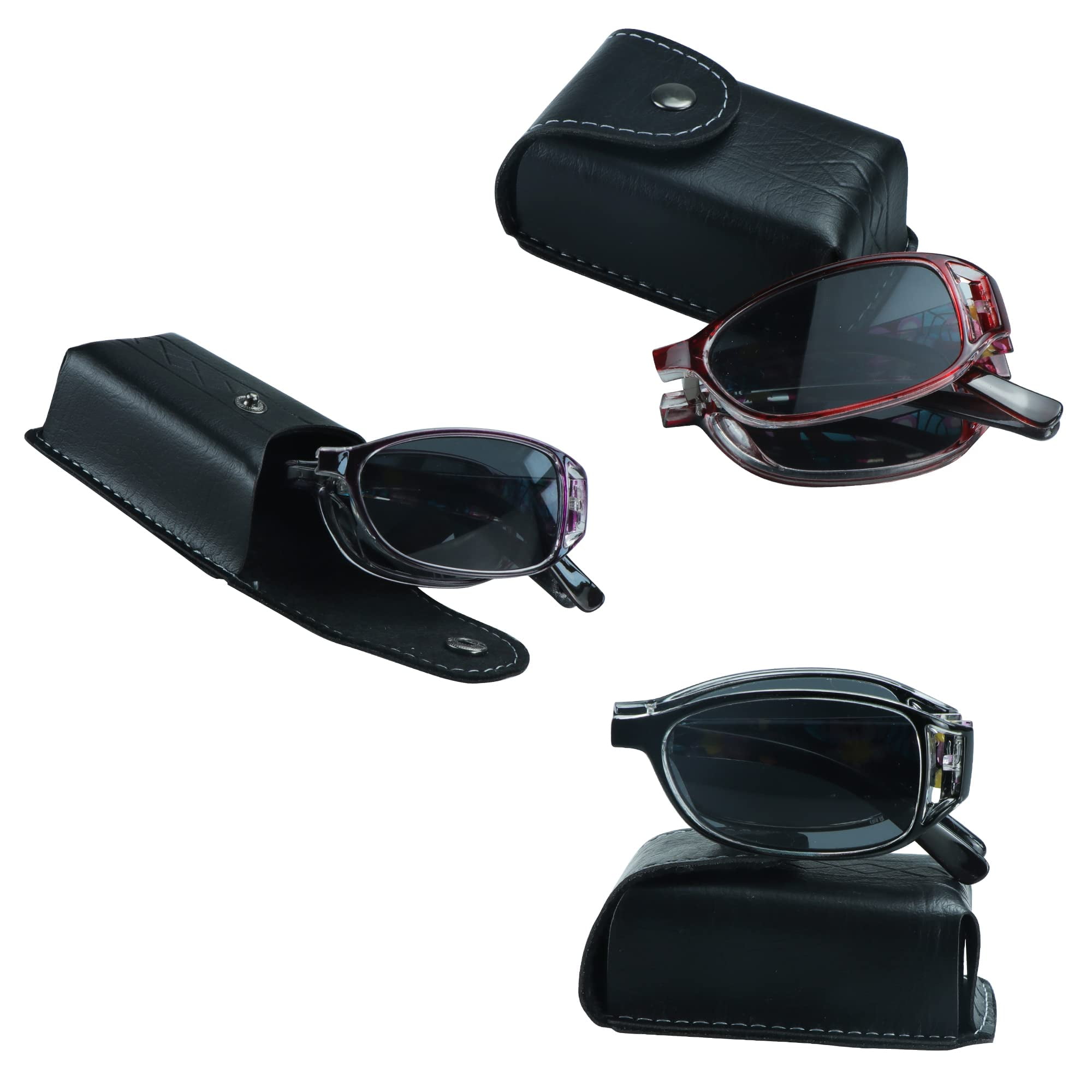 3 Pairs Sunglasses Foldable with Blue Light Blocking lens Compact ...