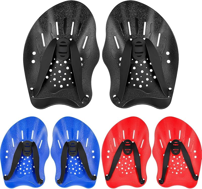 3 Pairs Swim Paddles for Lap Swimming, Hand Paddles with Adjustable ...