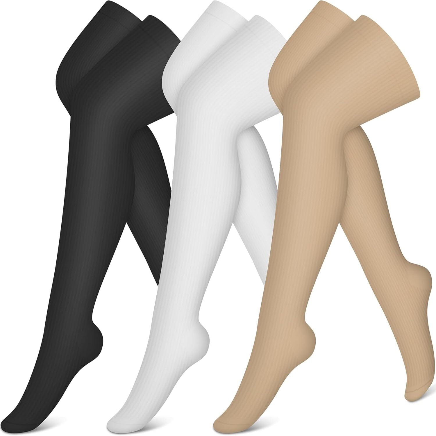(3 Pairs)Thigh High Compression Socks for Women & Men Circulation Over ...