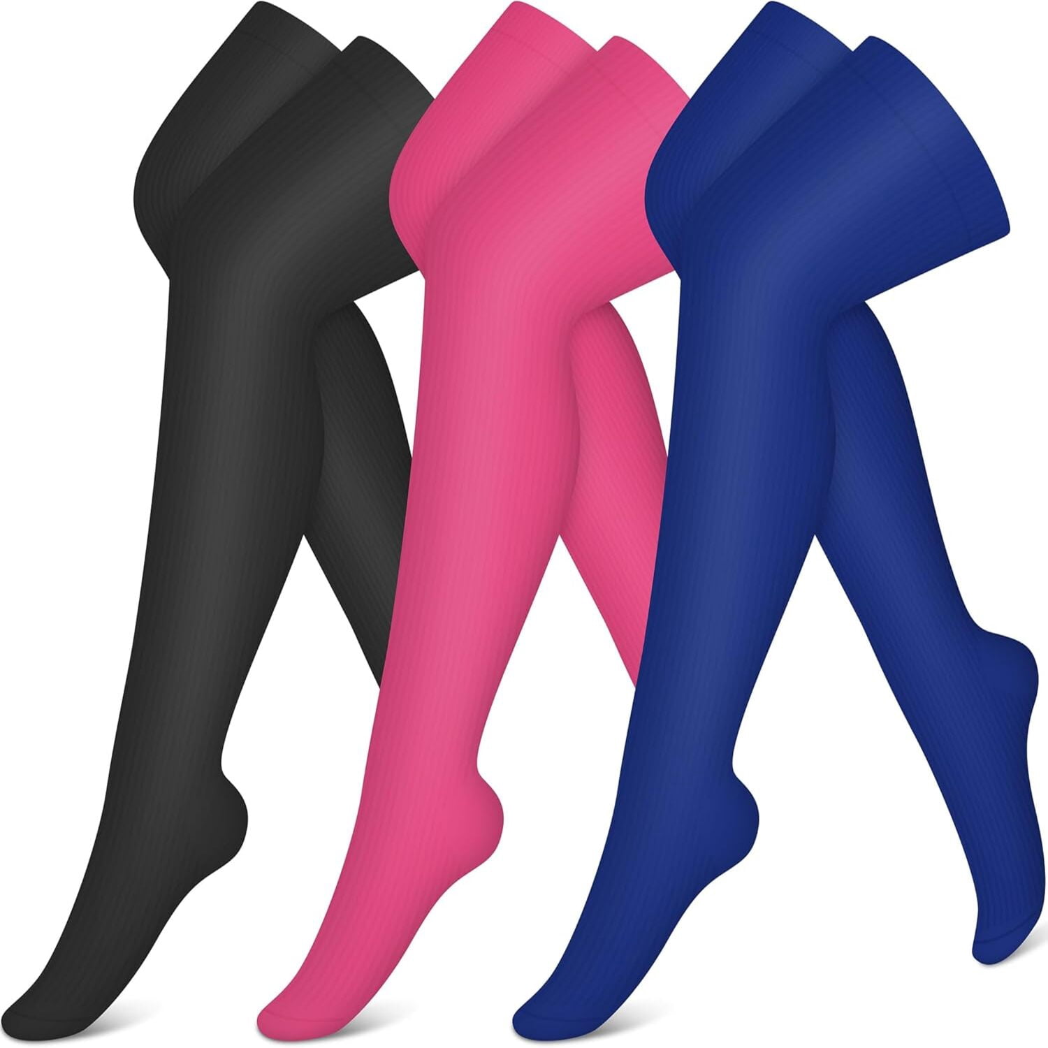 (3 Pairs)Thigh High Compression Socks for Women & Men Circulation Over ...