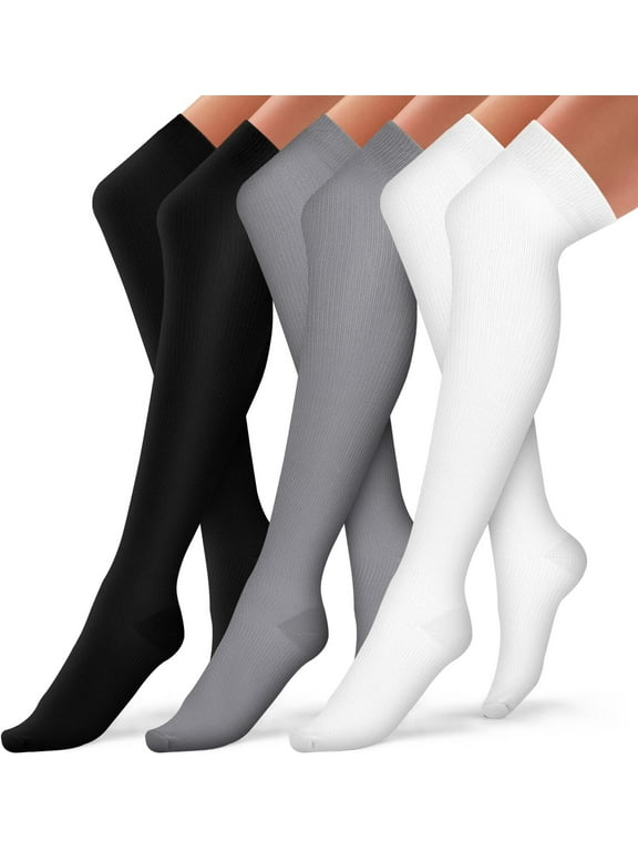 Compression Socks for Women & Men Circulation (3 Pairs) 15-20 mmHg is ...