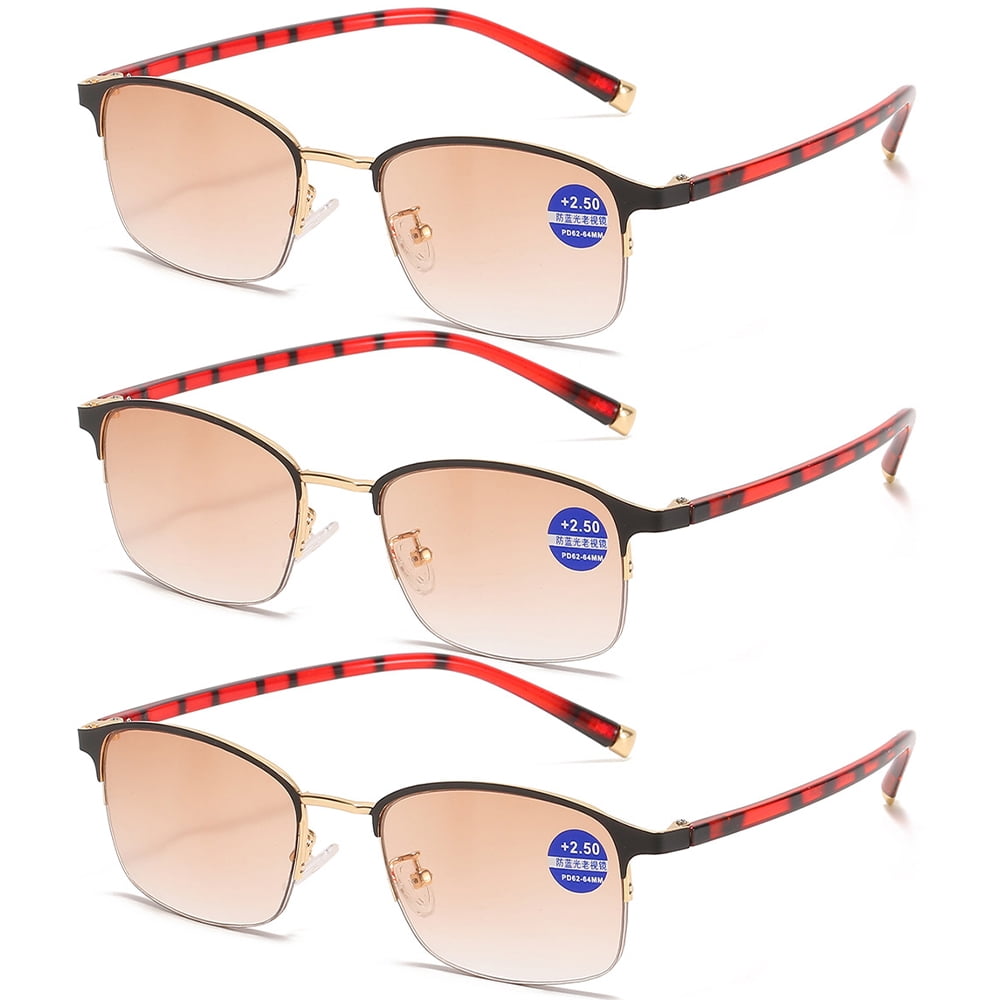 3 Pairs Tinted Reading Glasses Invisible Bifocal Sunglasses Readers ...