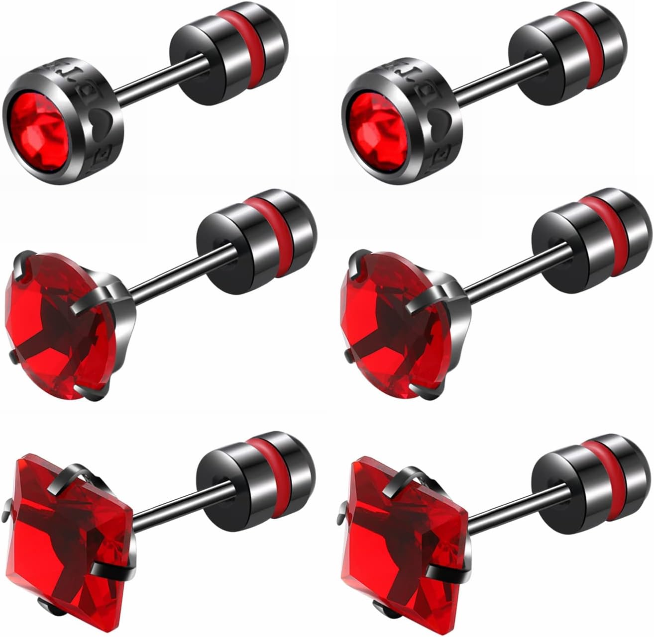 3 Pairs Titanium Screw Back Earrings for Women Men, Hypoallergenic ...