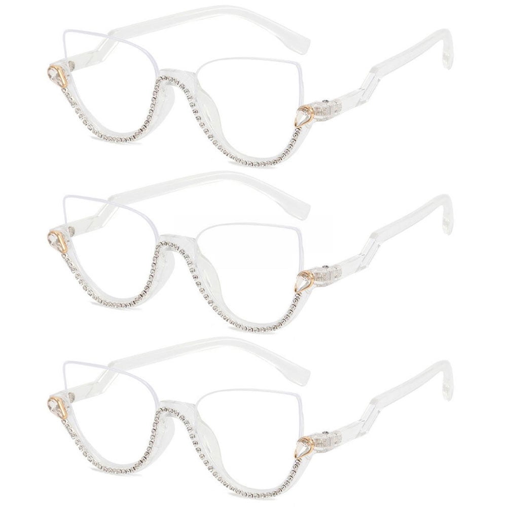3 Pairs Transparent reversal half rimless Blue light blocking Reading ...