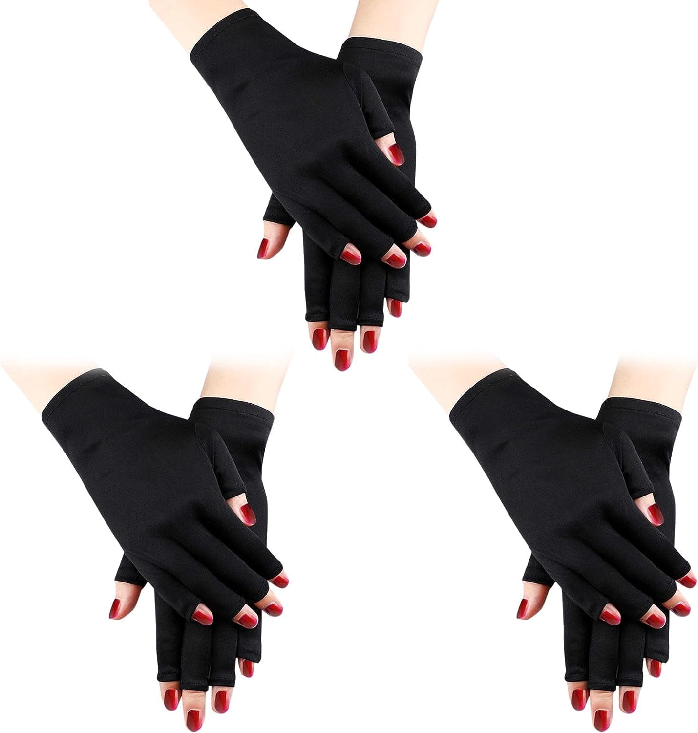 3 Pairs UV Glove Gel Manicures Glove Anti UV Fingerless Gloves Hands ...