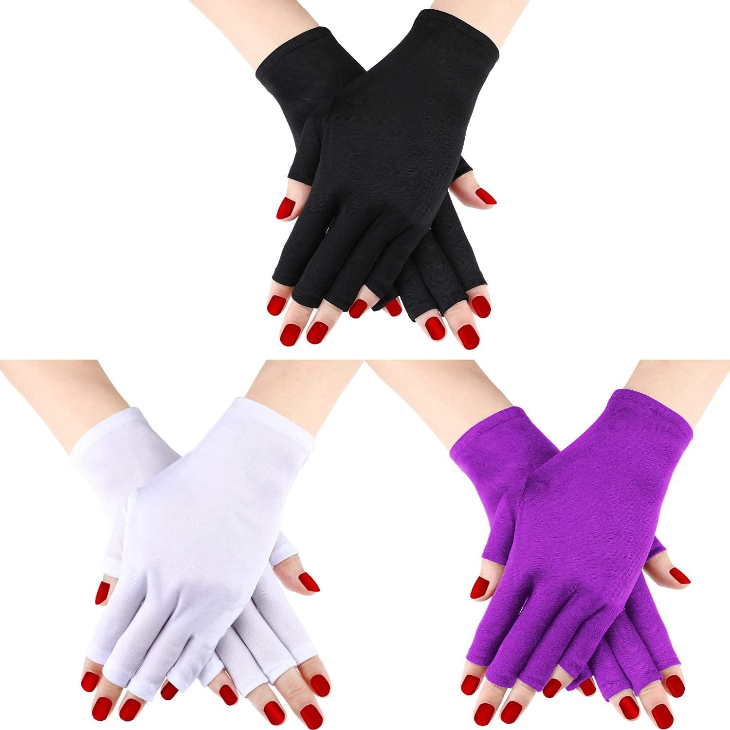 3 Pairs UV Shield Glove Gel Manicures Glove Anti UV Fingerless Gloves ...