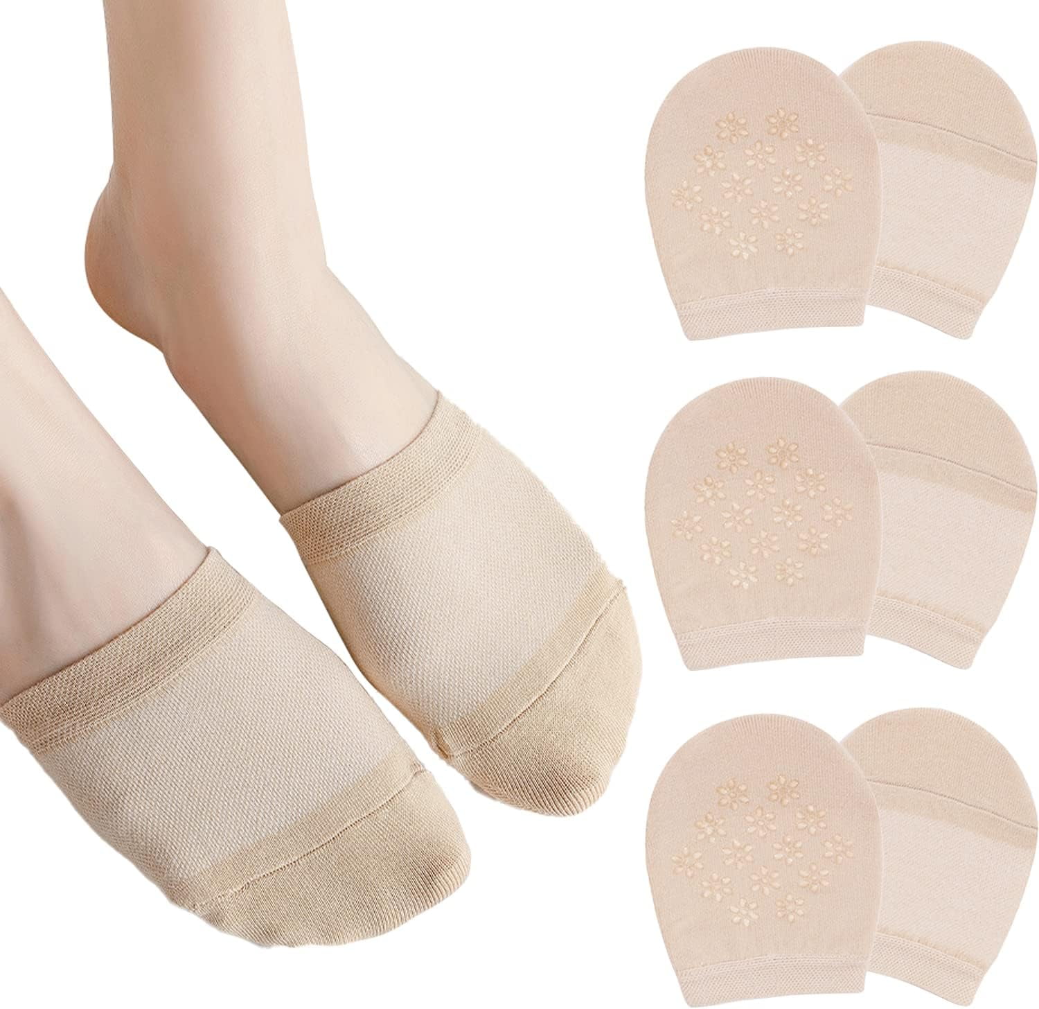 3 Pairs Upgrade Mesh Toe Topper Liner Socks Breathable No Show Half ...