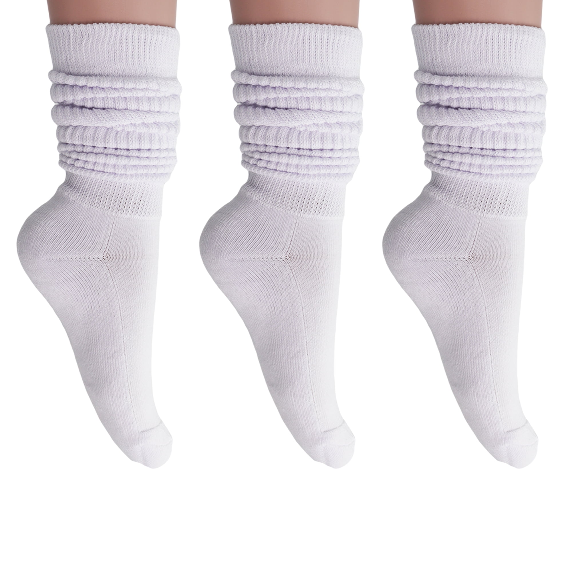 AWS/American Made Women's White Slouch Socks, Cotton Blend, Shoe Size 5 ...