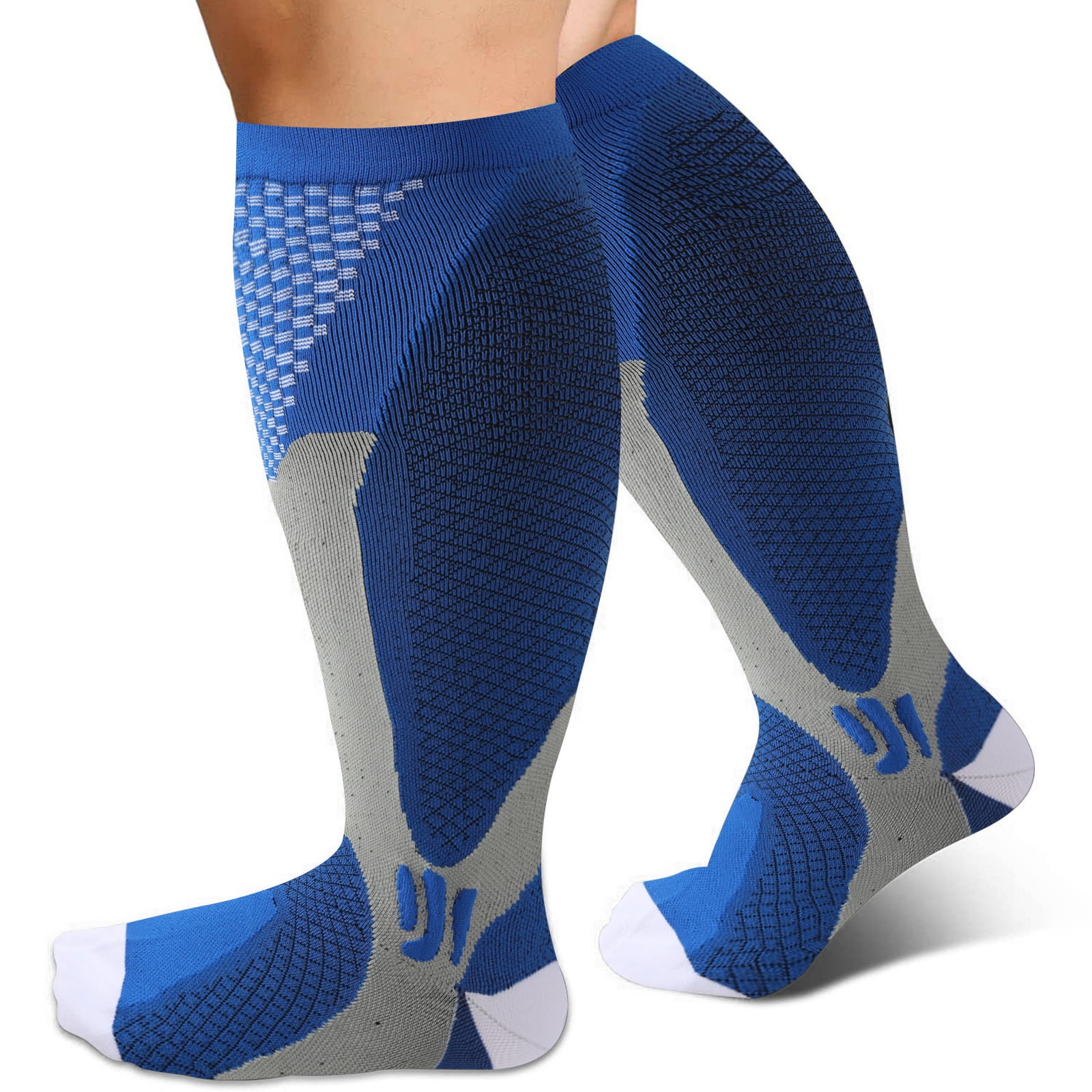 Wide Calf Compression Socks for Men Women 15-25mmHg Extra Large Size ...