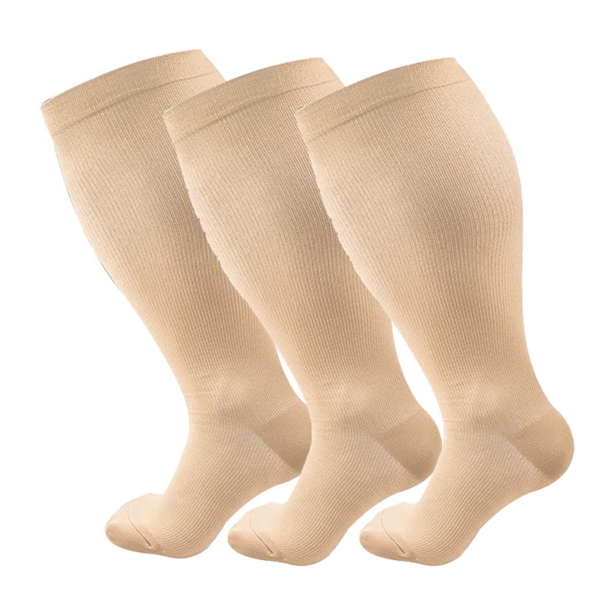 3 Pairs Wide Calf Compression Socks for Women & Men Extra Large Size ...