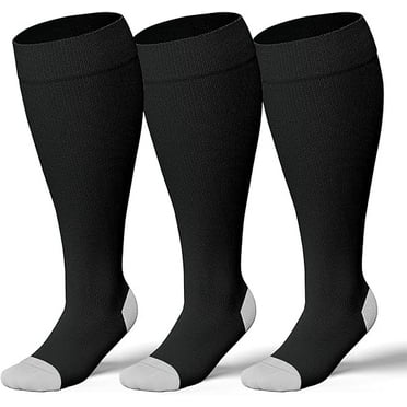 3 Pairs Plus Size Compression Socks Wide Calf for Women and Men 20-30 ...