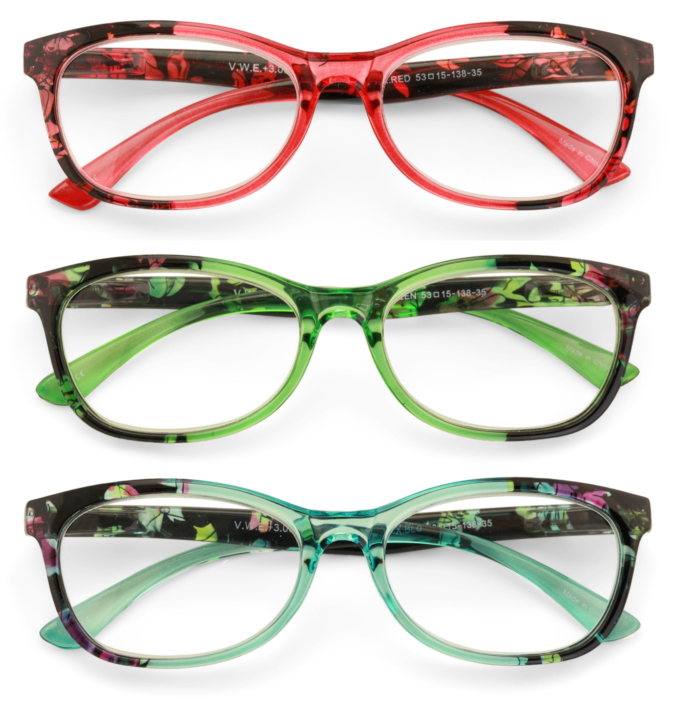 3 Pairs Women Comfortable Lightweight Reading Glasses - Clear Lens ...