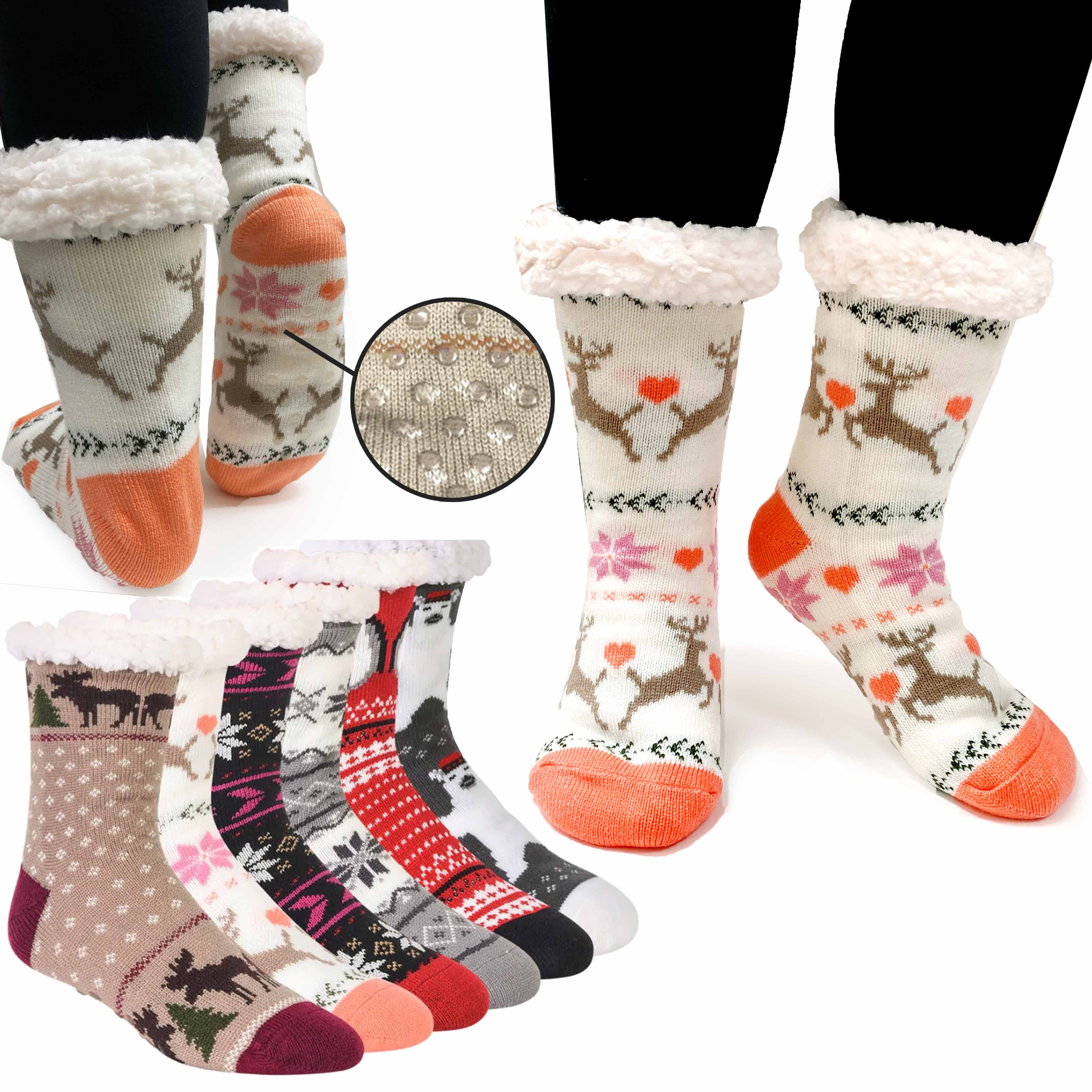 3 Pairs Women Men Thick Knit Socks Sherpa Fleece Thermal Soft Cozy ...
