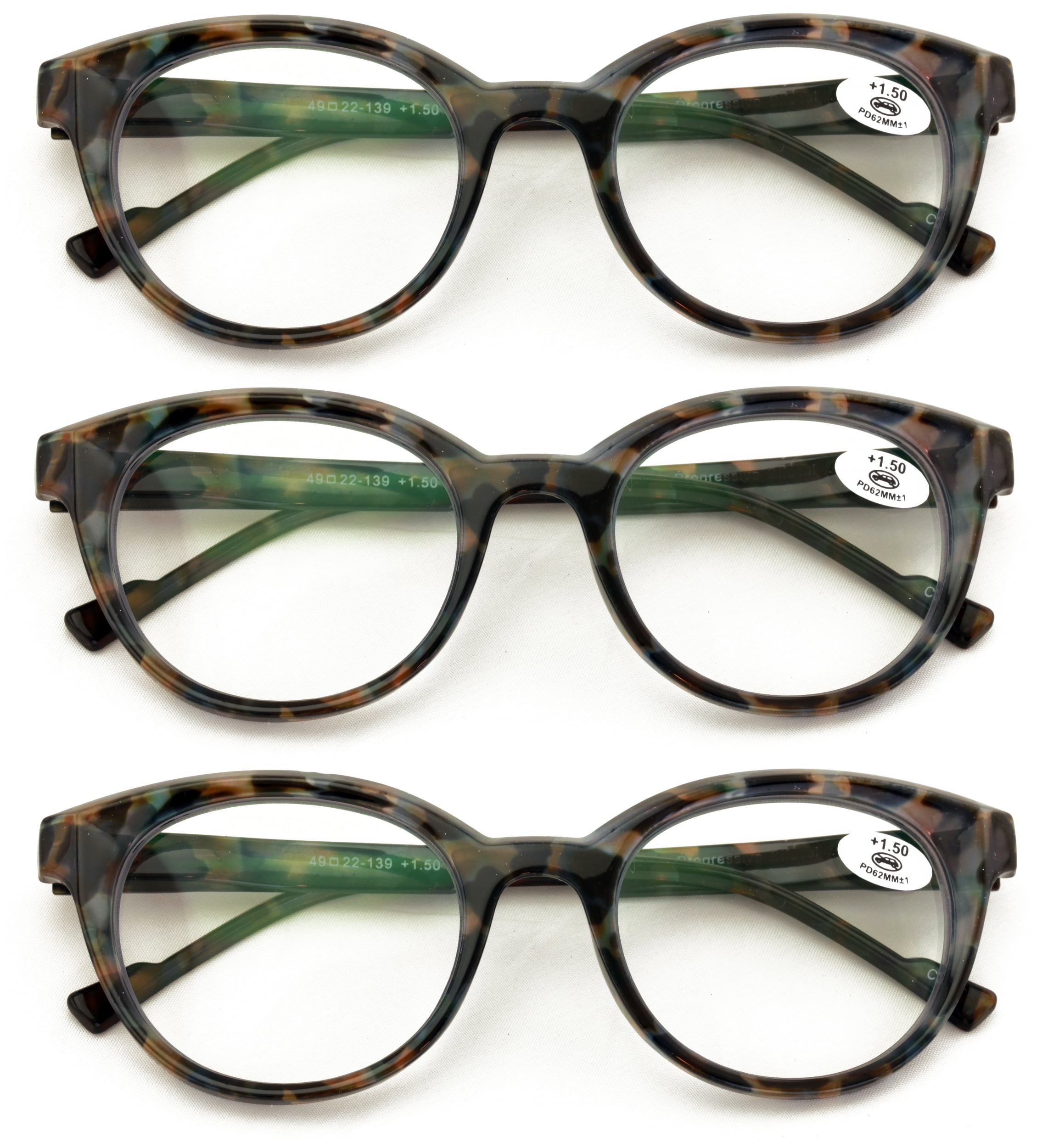 3 Pairs Women Round Marble Tortoise Reading Glasses - Comfotable Spring ...