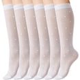 3 Pairs Women's Sheer Knee High Stockings, Black Dot Thin Socks ...