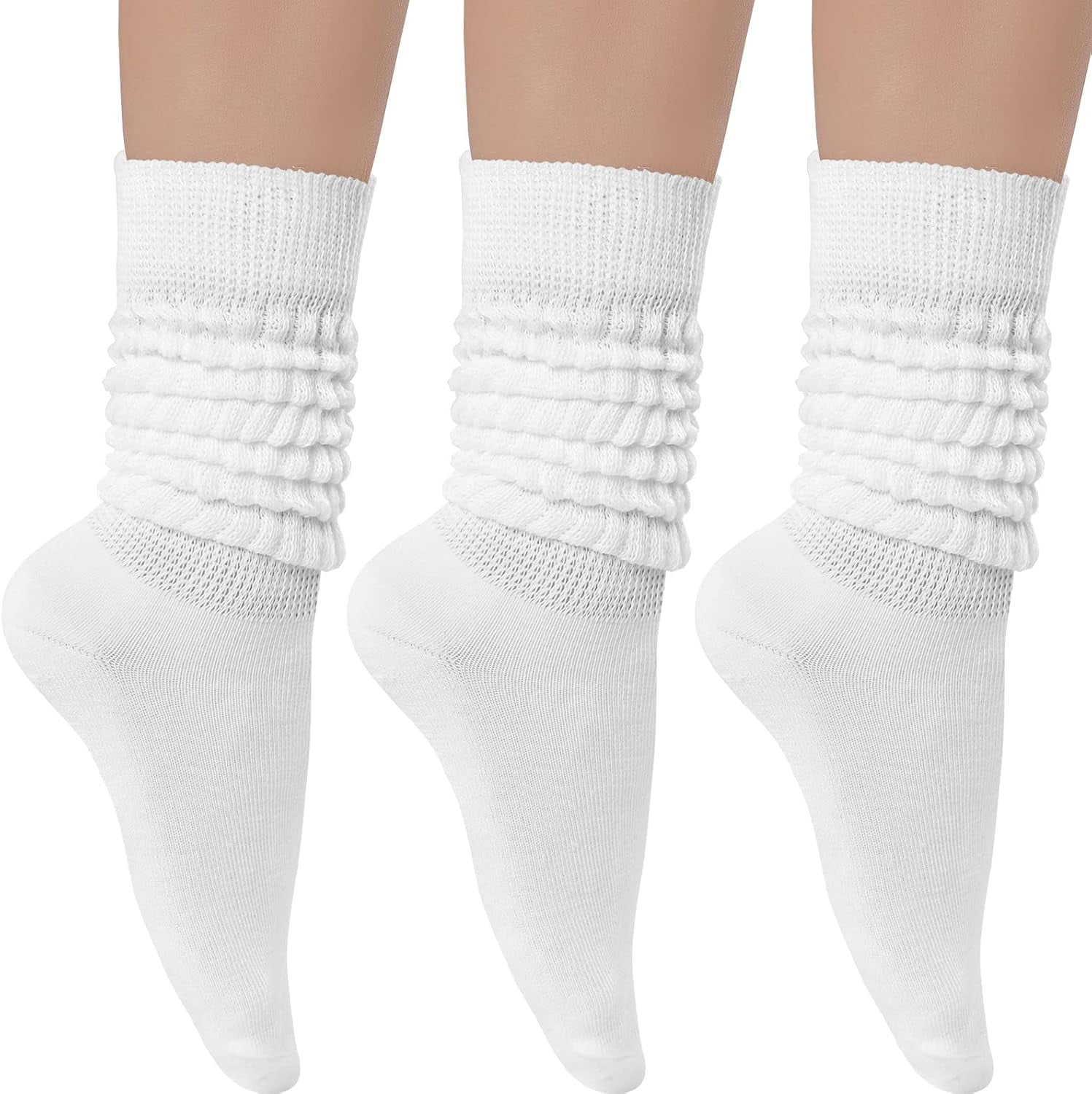 3 Pairs Women's Slouch Socks Cotton Knit Knee High Tube Scrunch Sock Size 6-11 - Walmart.com