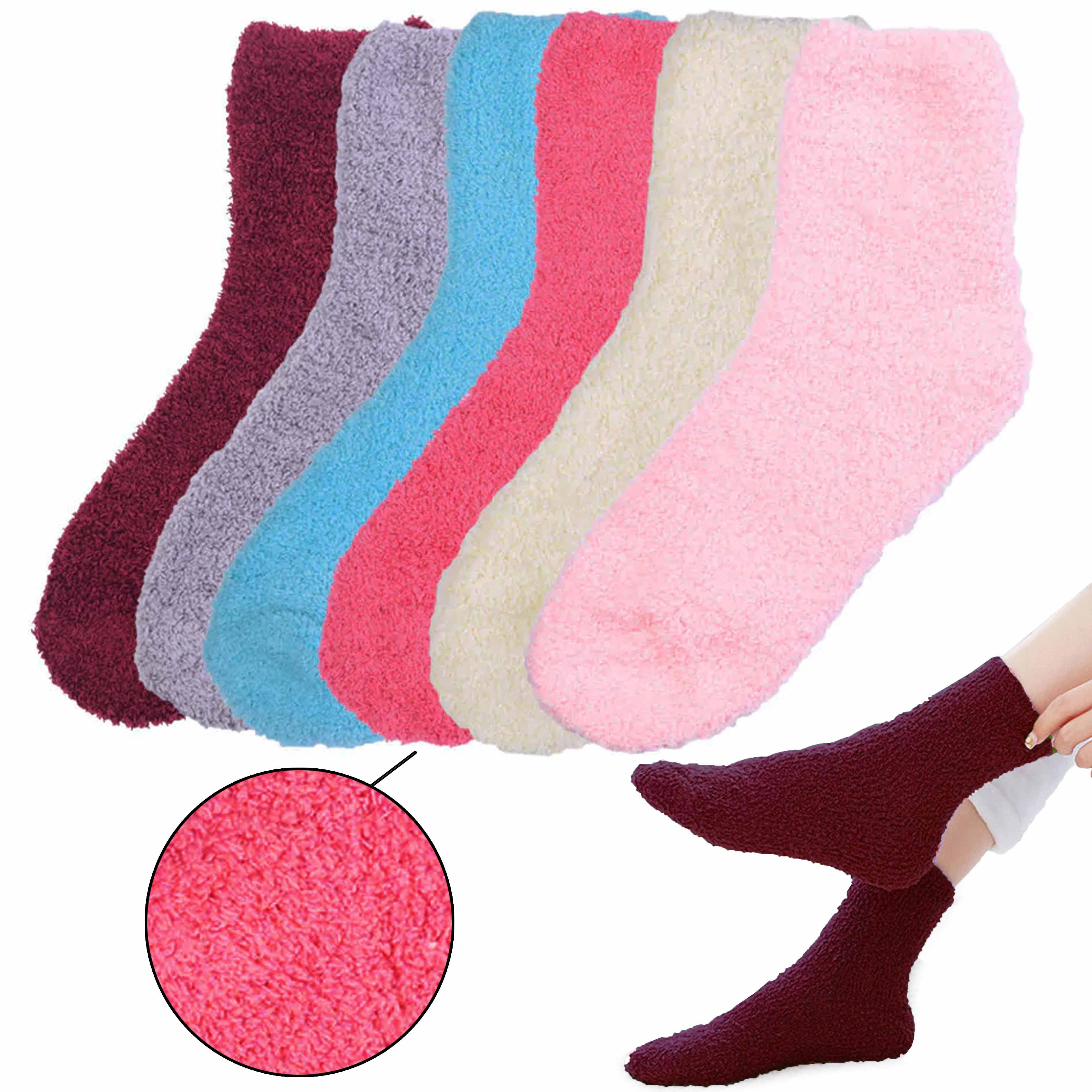3 Pairs Womens Plush Fuzzy Soft Slipper Socks Girls Pastel Colors Cozy ...