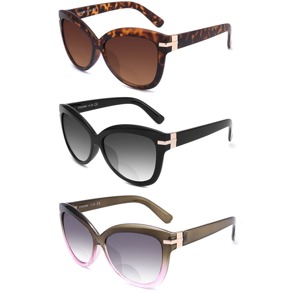 3 Pairs Womens Tinted Bifocals Reading Glasses Readers for Elderly ...