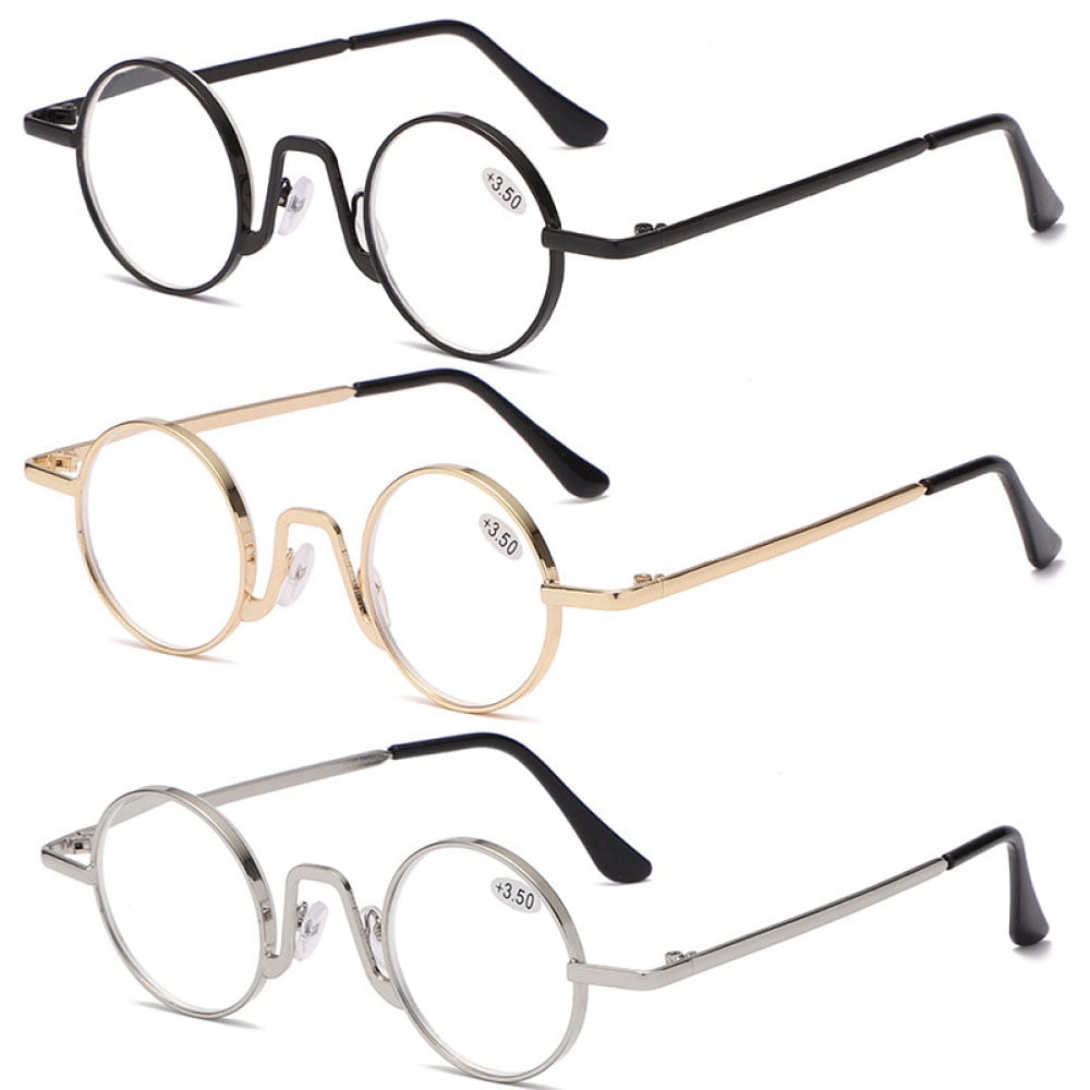 3 Pairs of 40mm Creative Small Round Reading Glasses Presbyopic Glasses ...