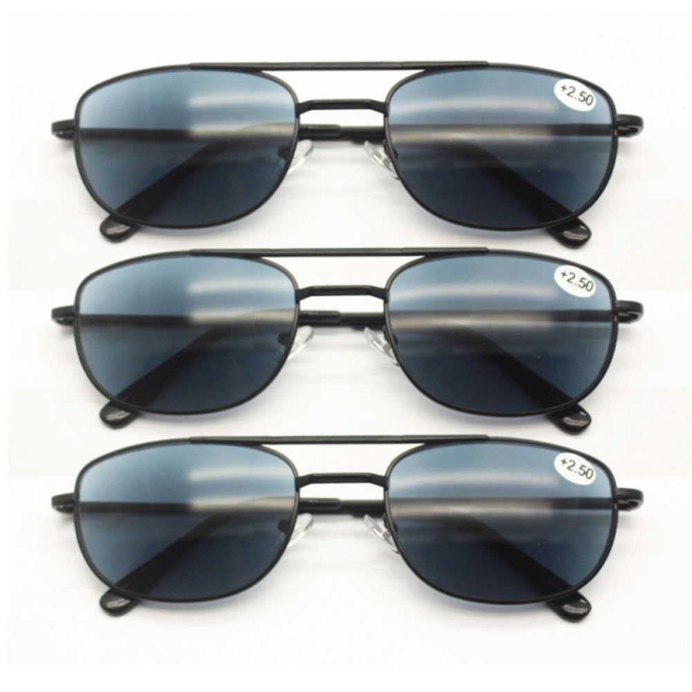 3 Pairs of Aviator-Style Classic Tinted Gray Sunglasses Reading Glasses ...